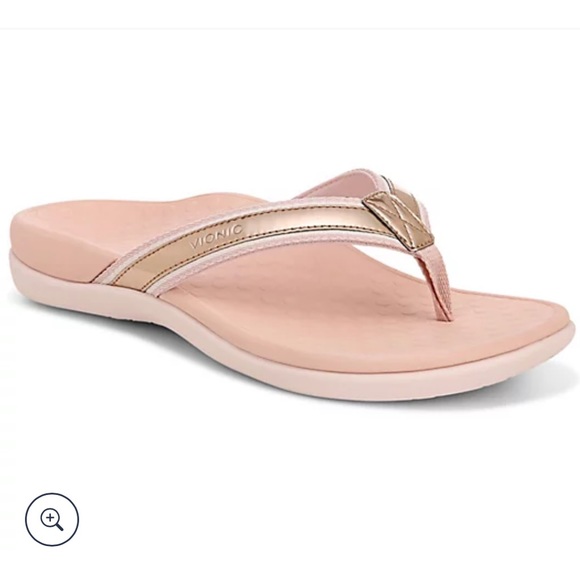 Vionic | Shoes | Vionic Rose Gold Patent Leather Thong Sandals Tide ...